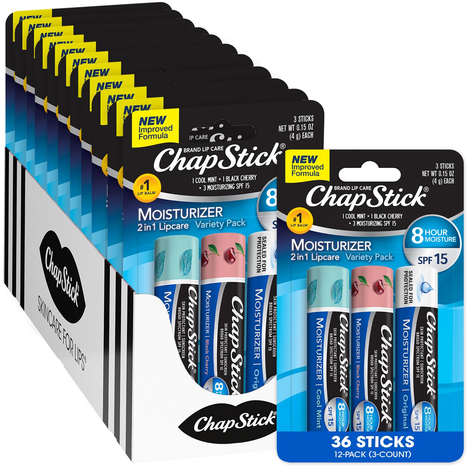 Amazon.com : ChapStick Lip Moisturizer, Variety Pack 2-in-1 Lipcare SPF ...