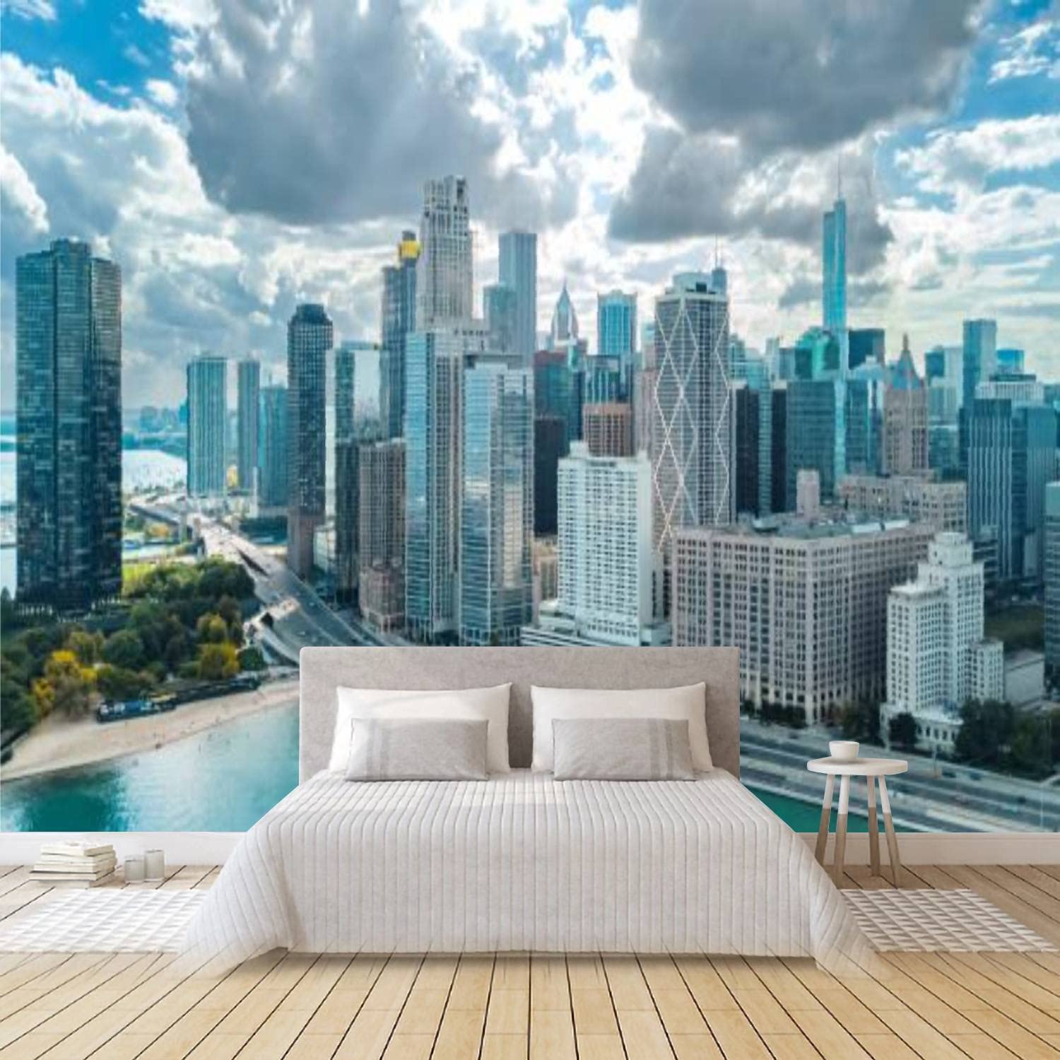 Chicago Skyline Tapet Chicago Wallpaper & Wall Murals | Wallsauce US