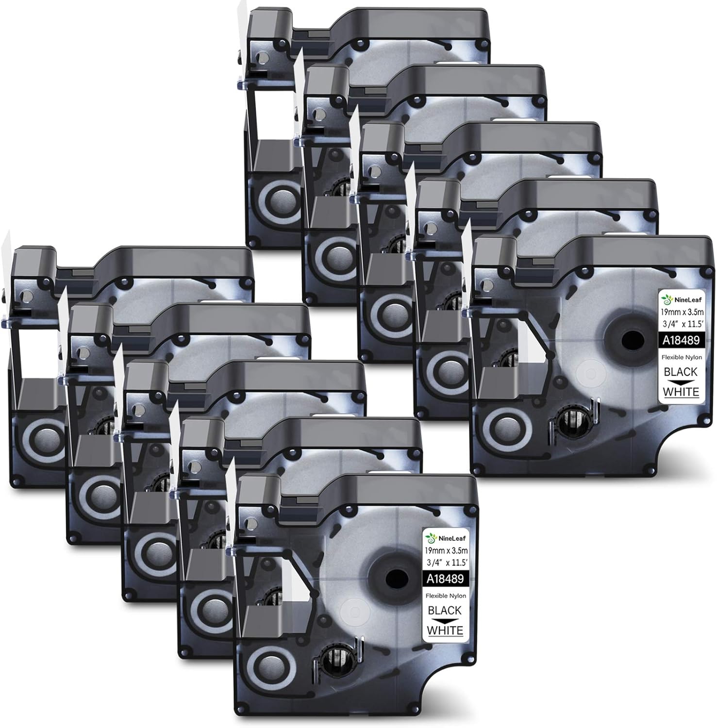 NineLeaf Flexible Nylon Industrial Label Tape Compatible for Dymo 18489 ...