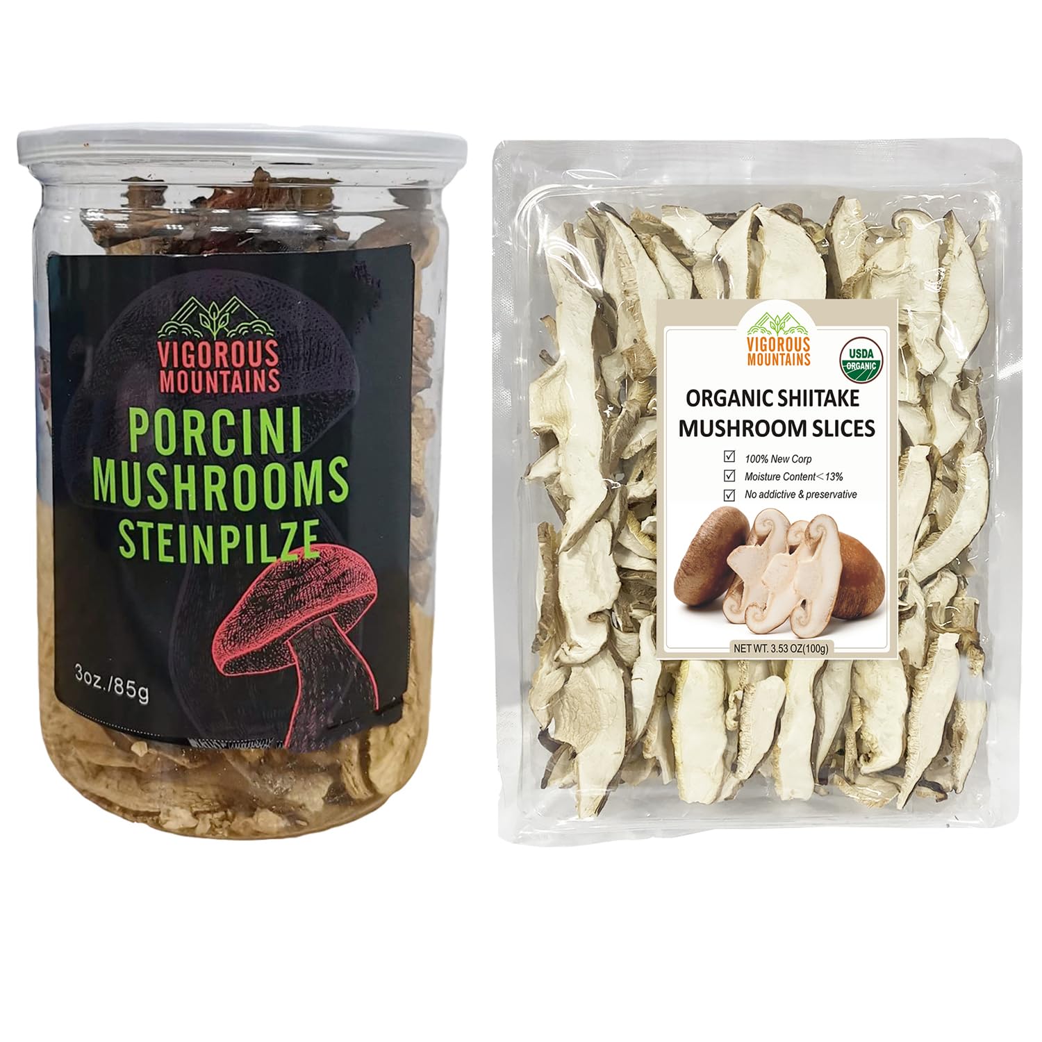 Amazon.com: VIGOROUS MOUNTAINS Dried Porcini Mushrooms (3Ounces) and ...