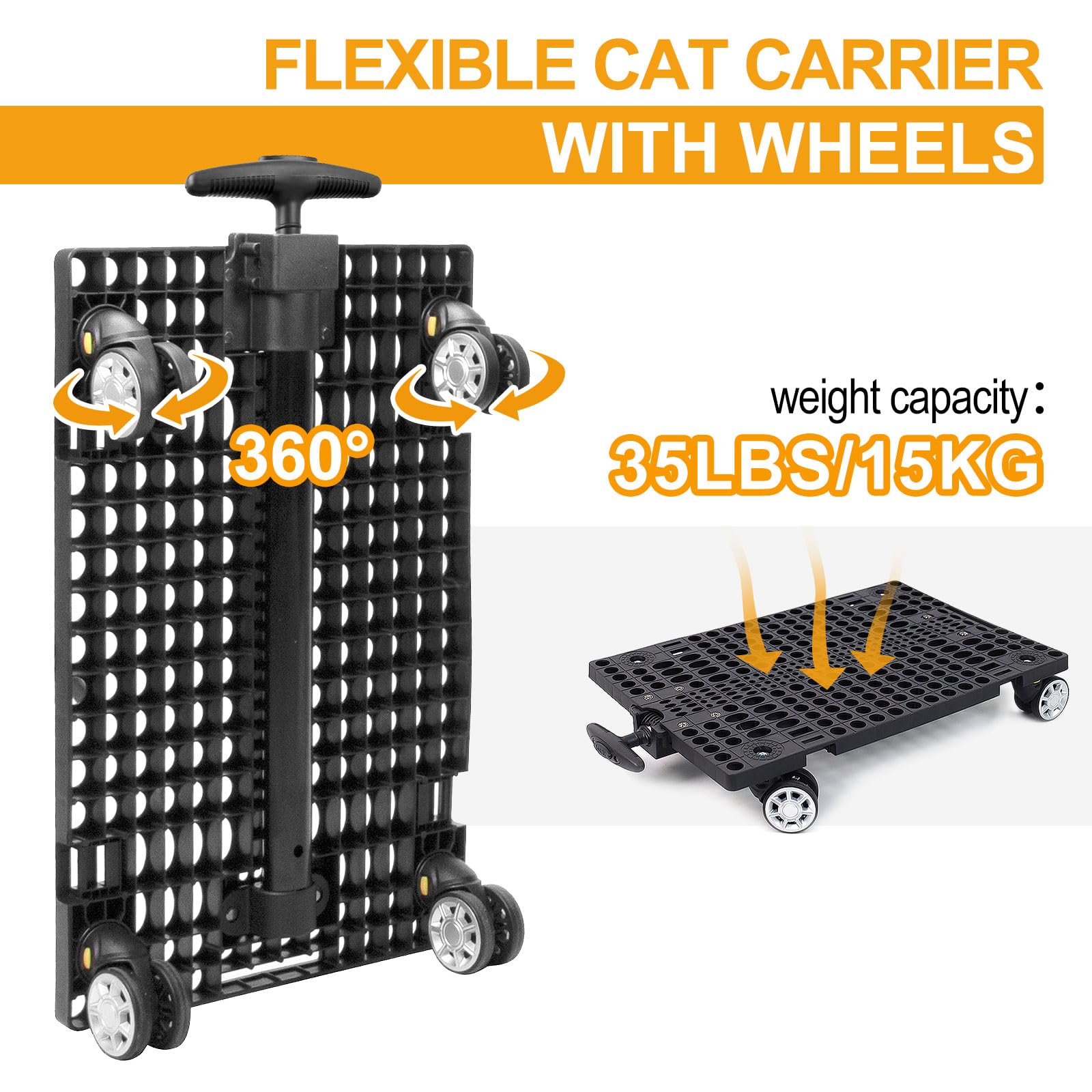 Cat Carriers For 2 Cats Double Compartment Pet Carrier Rolling Carrier ...