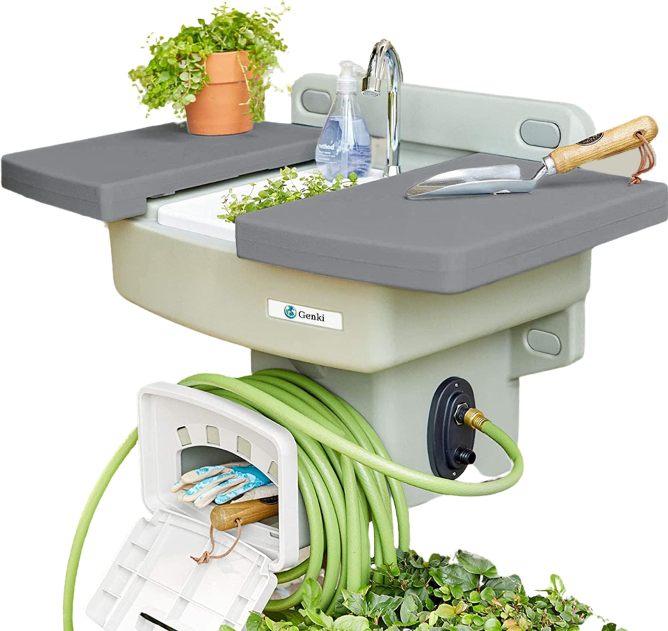 Amazon.com: Genki - Outdoor Garden Sink with Hose Hook Up - White ...