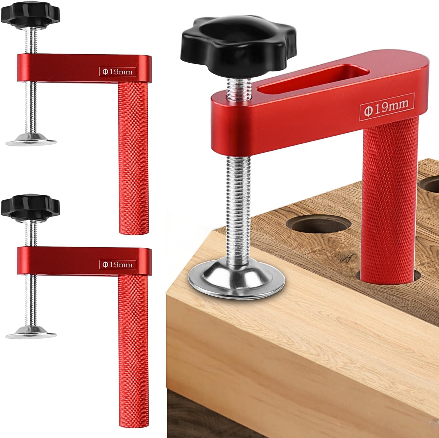 2 Pack Bench Dog Clamp 3/4 inch (19mm) Dog Hole Clamp Table Stainless ...