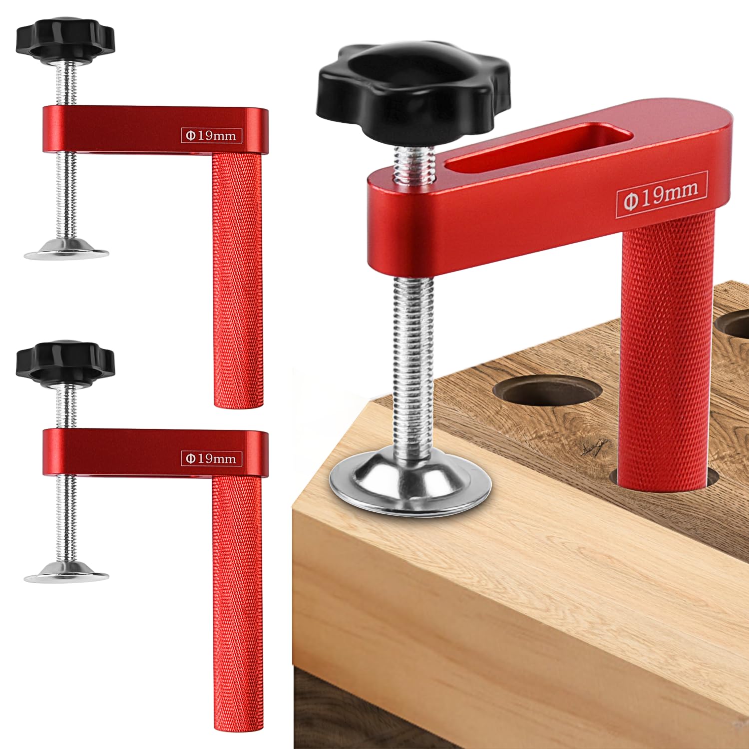 2 Pack Bench Dog Clamp 3/4 inch (19mm) Dog Hole Clamp Table Stainless ...