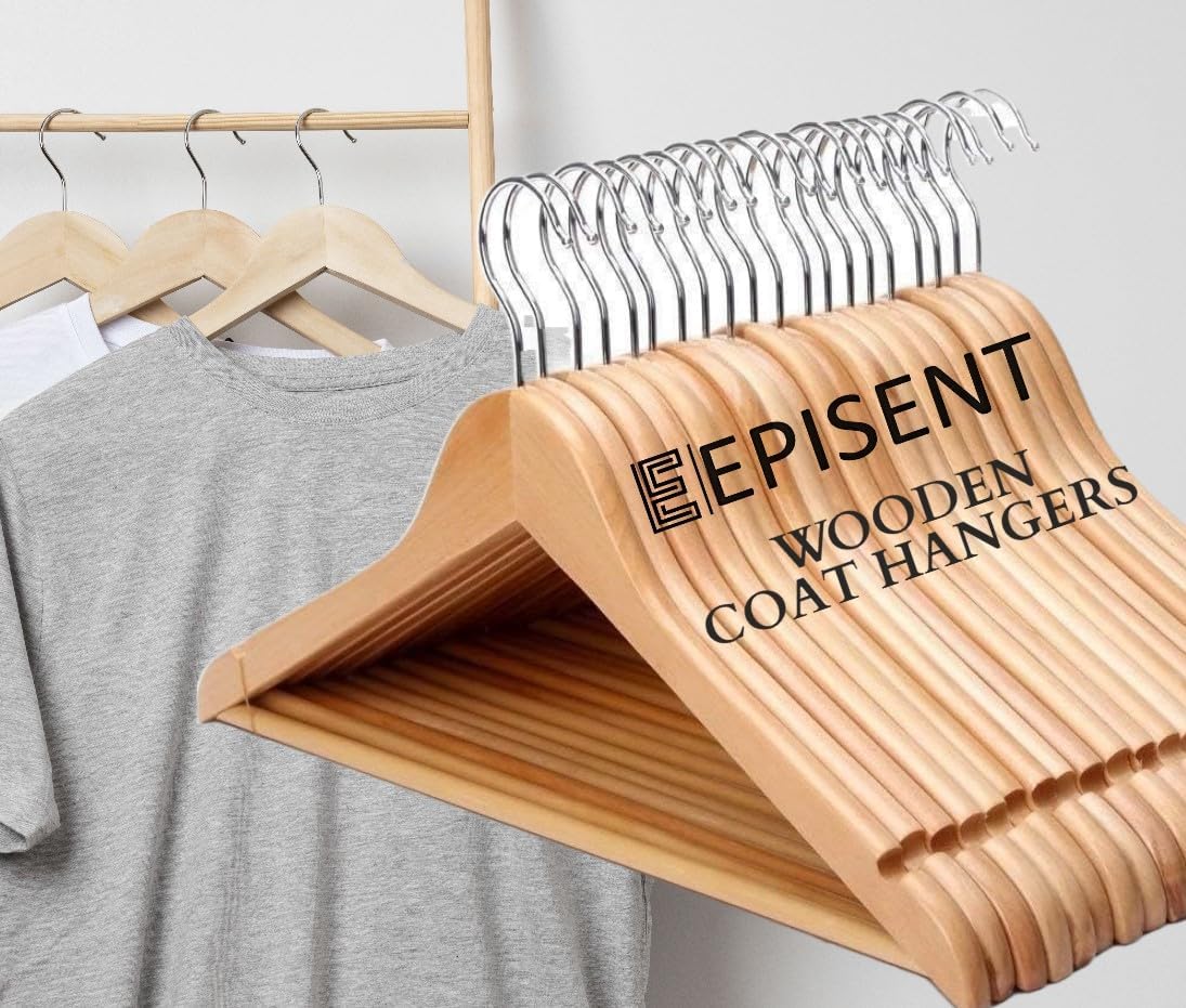 ARIANA HOMEWARE® Strong Wooden Clothes Hangers with 360° Rotating Hook ...