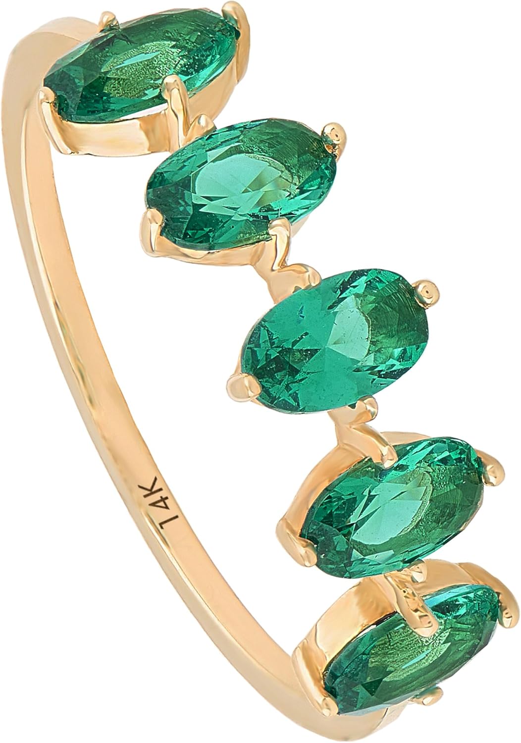 Norm Jewels 14k Gold Emerald Ring 5 Stone Oval Engagement Ring Green ...