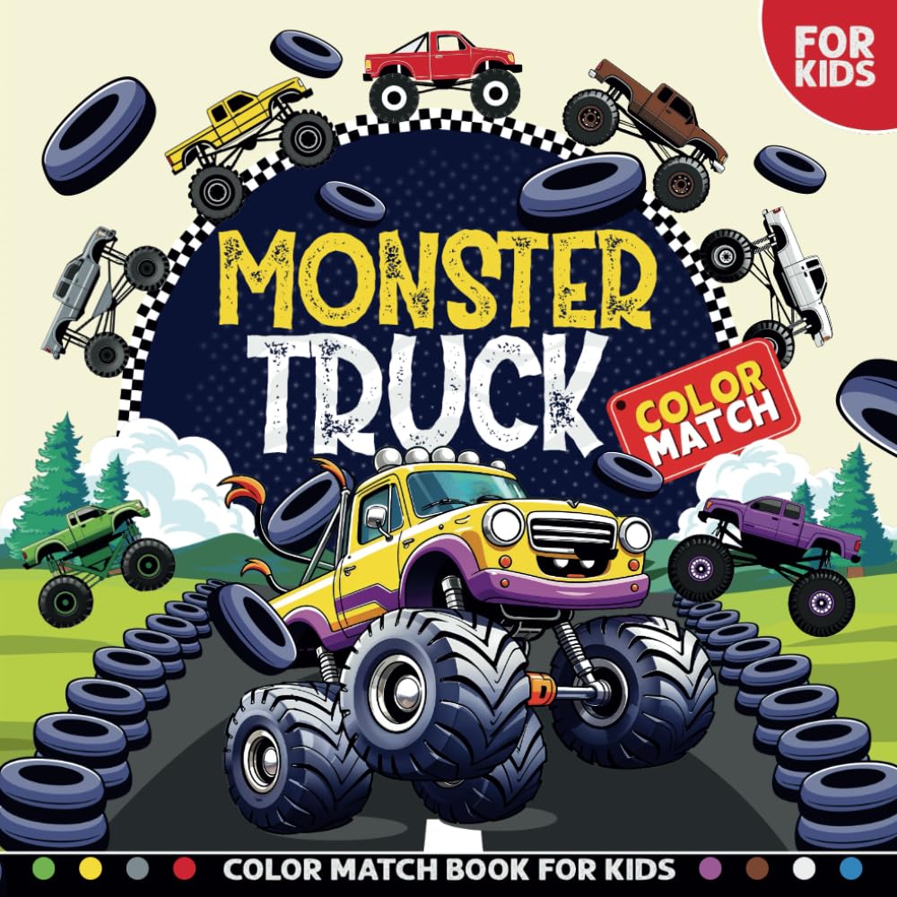 Monster Truck Color Match, Monster Truck Book, Truck Puzzle Book: Color ...