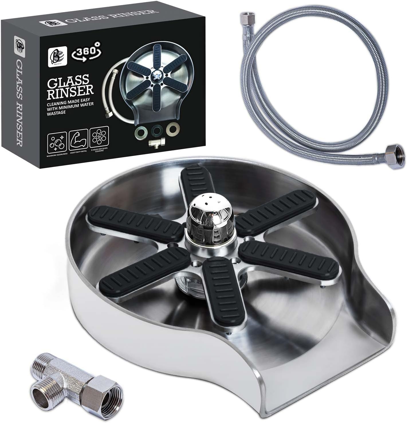 Amazon.com: Bravo Outlet Glass Rinser for Kitchen Sink - 360° Rotating ...