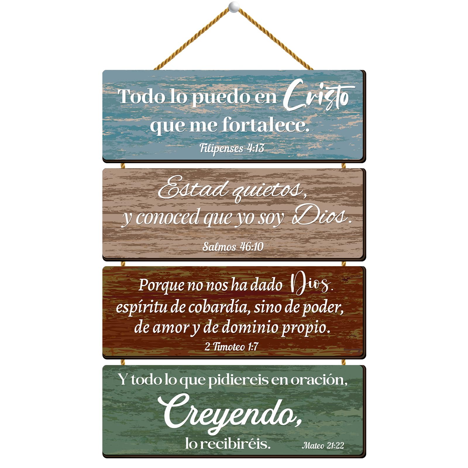 Amazon.com: Thrist Spanish Bible Verses Wall Decor 4PCS Religious Bible ...