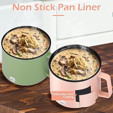 Electric Hot Pot 52oz Mini Cooker 2 Speeds Fast Cooking Nonstick ...