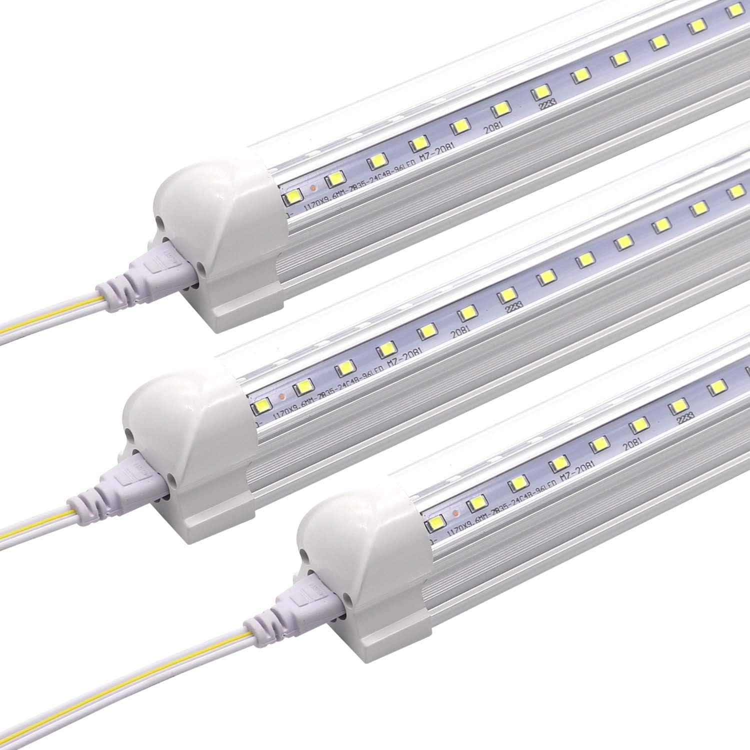 T8 Integrated LED Fixture, 4FT Led Tube Light, V-Shaped, Clear Cover ...