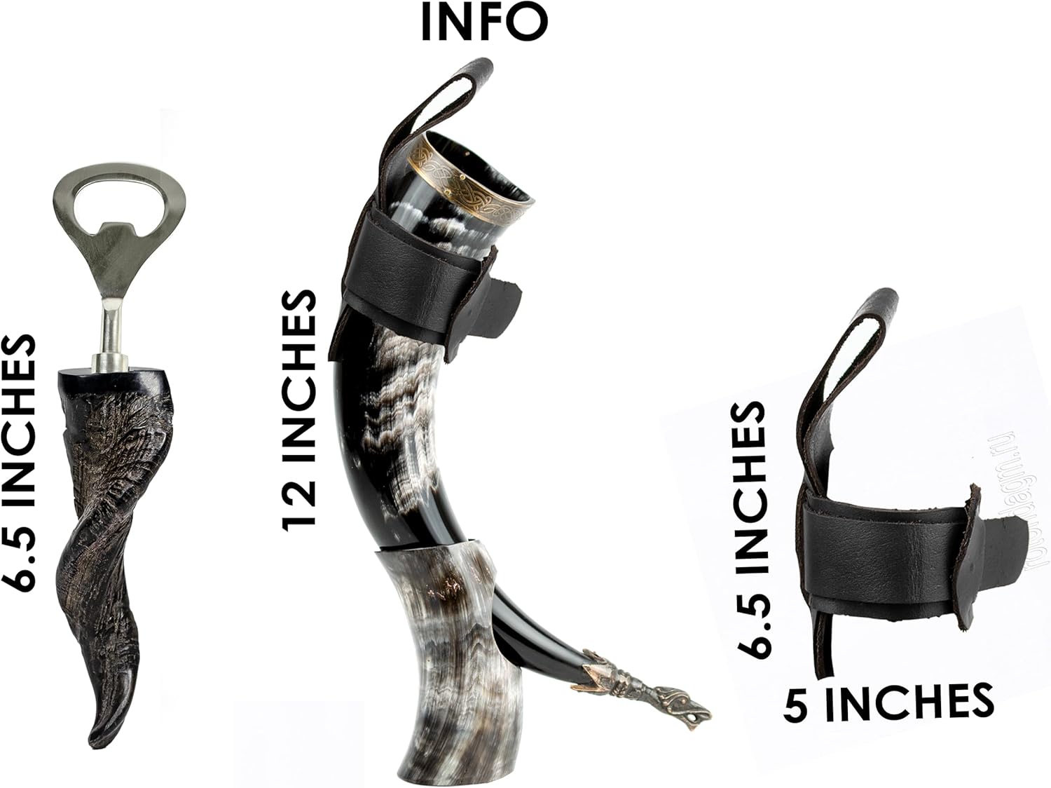 NORSE EMPIRE Juego de 4 cuernos para beber (cuerno clásico de 12 onzas ...