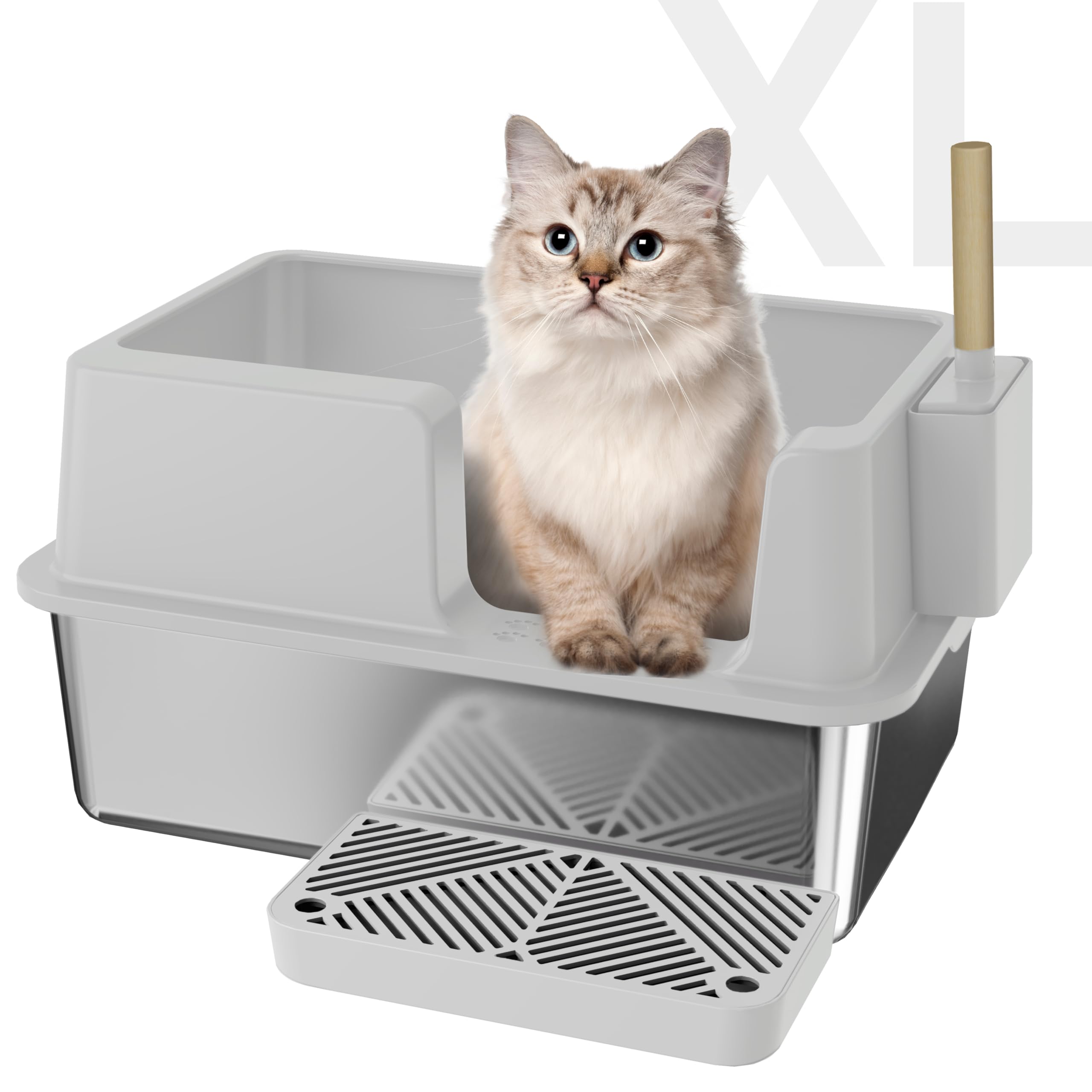 Amazon.com: Sousia Stainless Steel Cat Litter Box with Lid Litter Pan ...