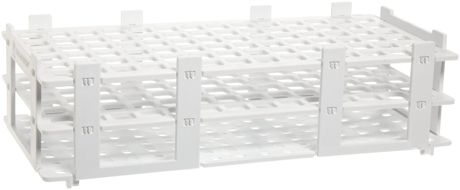 BrandTech 4340000 13mm 84 Tubes White Polypropylene Test Tube Rack, 6 x ...