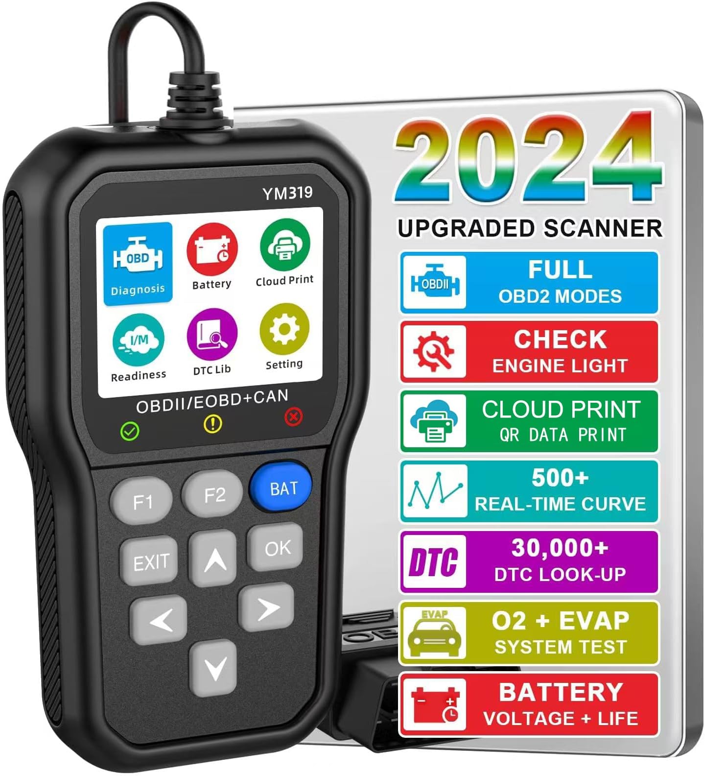 Amazon.com: AMTIFO OBD2 Scanner with Battery Tester - Diagnostic Tool ...