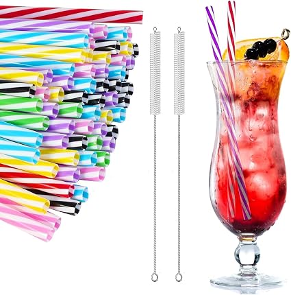60 PCS Plastic Straws, Reusable Plastic Straws,Drinking Straws with ...