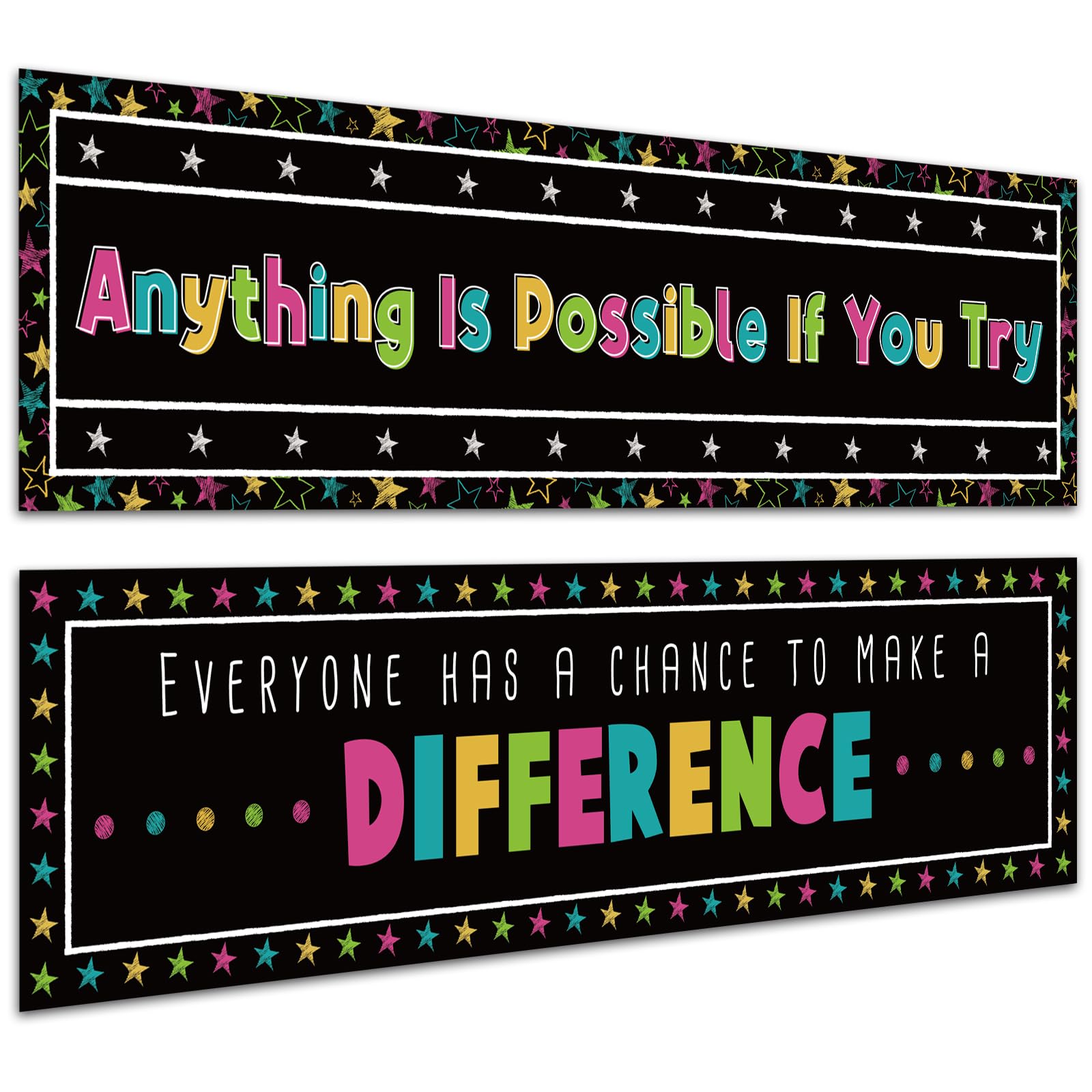 Snapklik.com : 2 Pcs Chalkboard Brights Motivational Classroom Banner ...