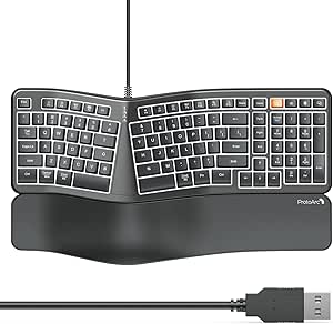 Amazon.com: ProtoArc Backlit Wired Ergonomic Keyboard, USB Wired ...
