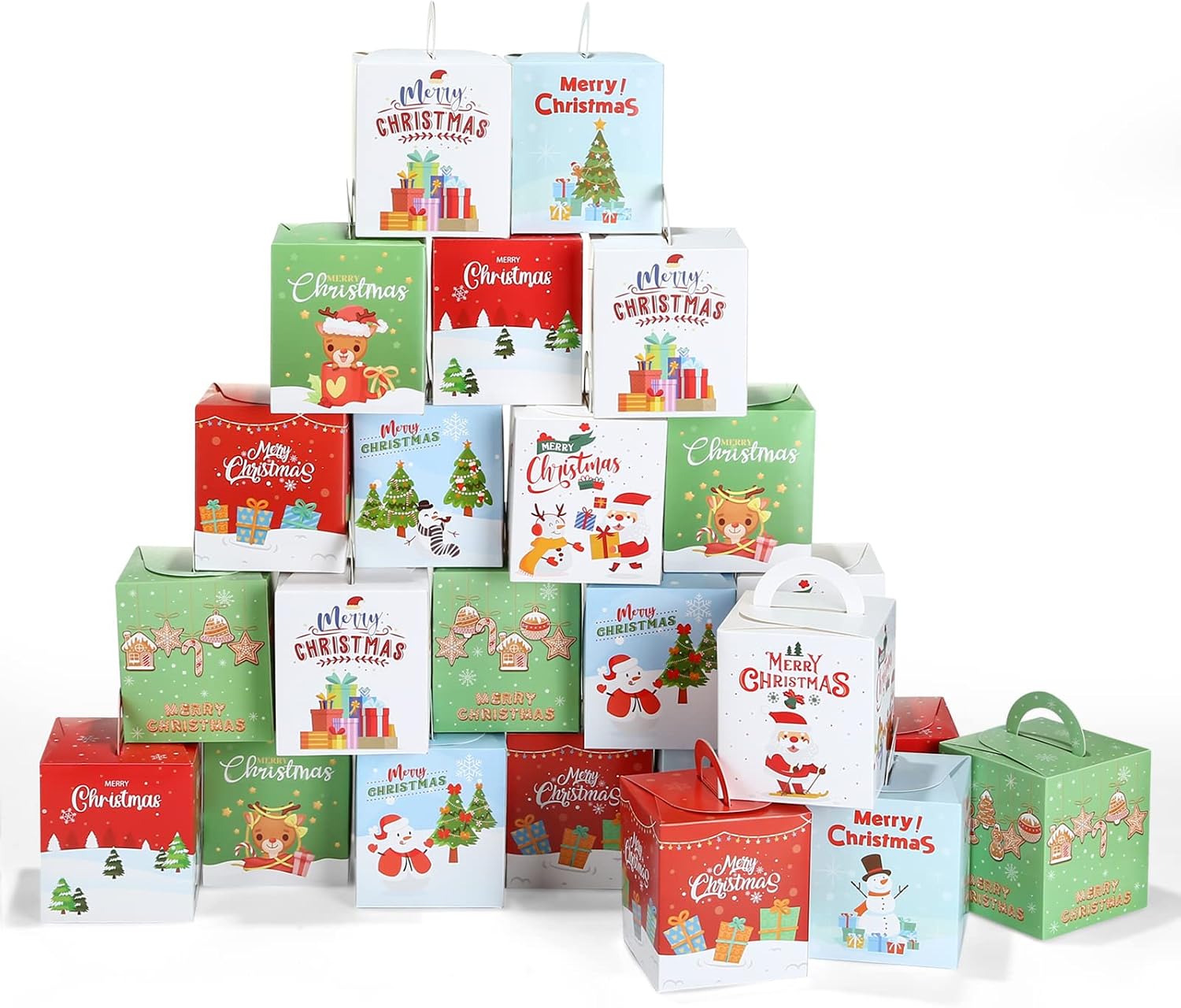GWHOLE Small Christmas Boxes for Gifts,24 PCS Cardboard Swee Box with ...