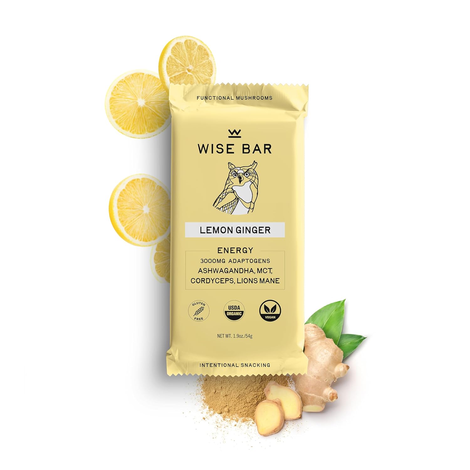 Wise Bar Adaptogen – Barras nutricionales de hongos Sabor a jengibre ...