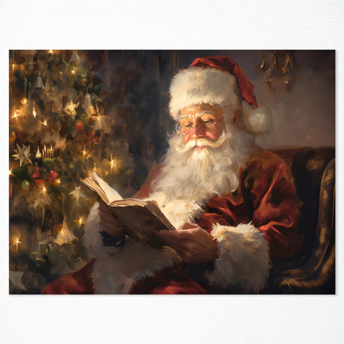 Amazon.com: Vintage Christmas Canvas Wall Art, Santa Antique Oil ...