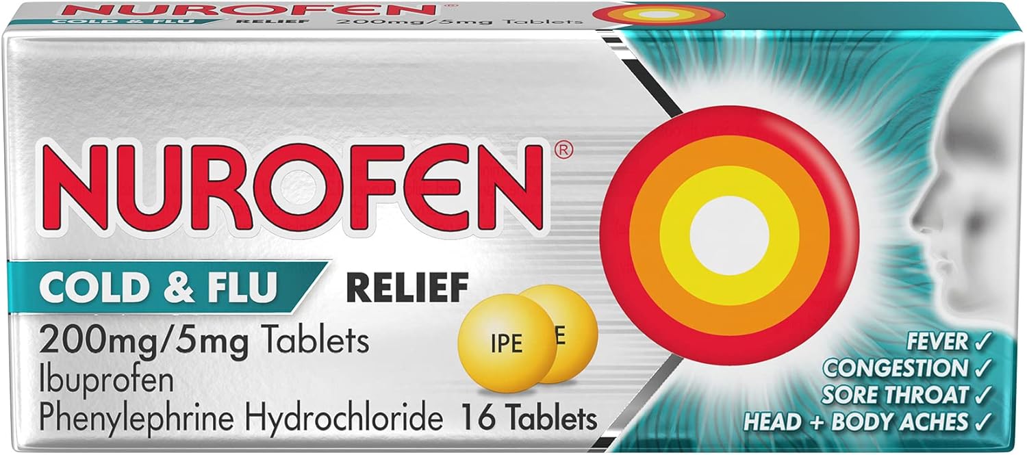 Nurofen Cold & Flu Tablets 200mg/5mg, 16 Pack - Sinus, Sore Throat ...