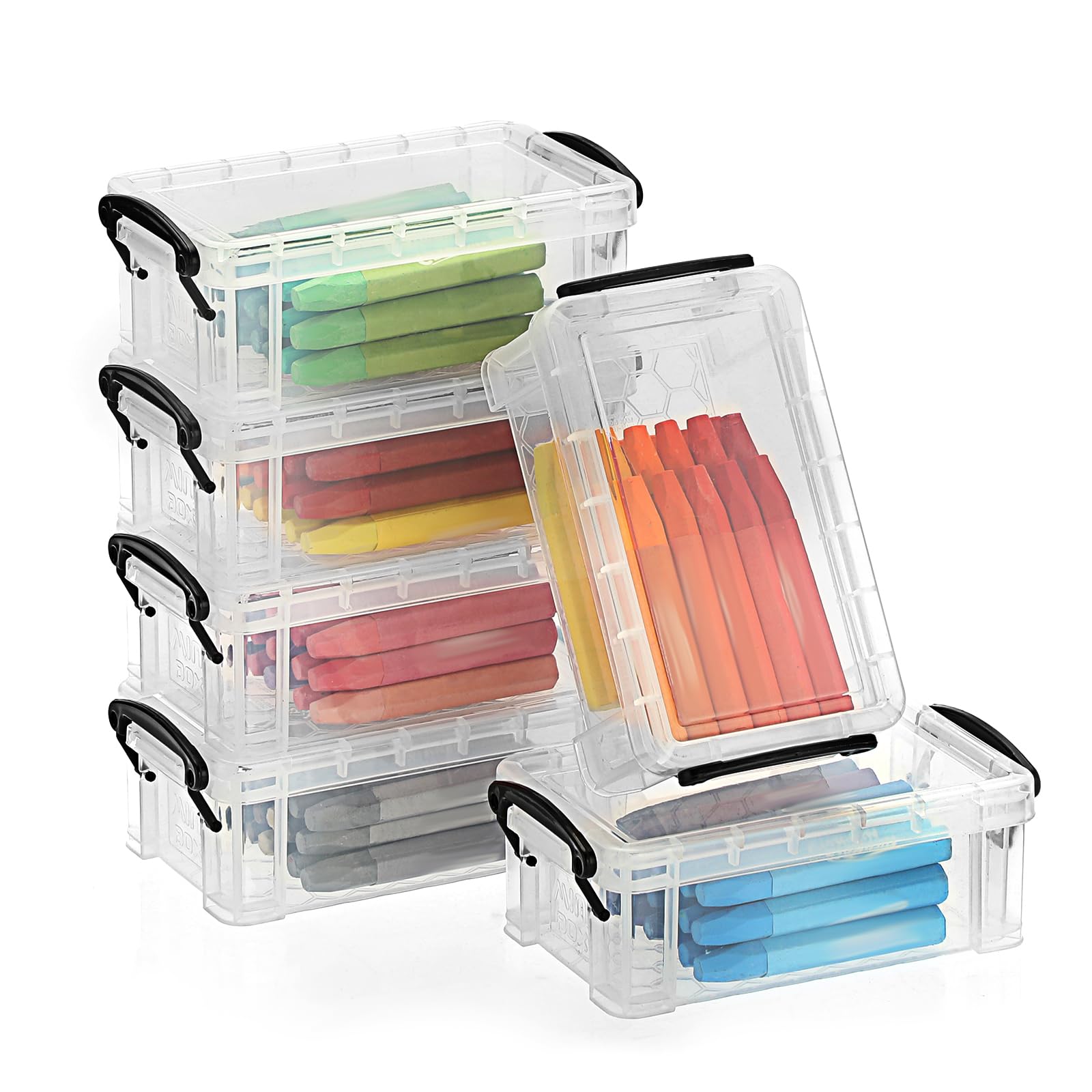 Amazon.com: OGANAZI 6 PCS Clear Plastic Crayon Boxes with Snap Lids ...