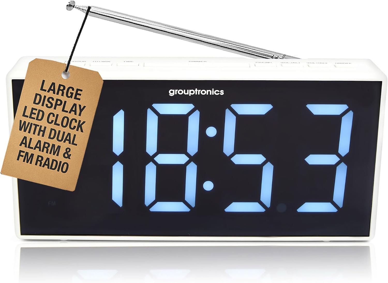 Grouptronics Large Digital Alarm Clock Radio - Mains Powered, 9" Large ...