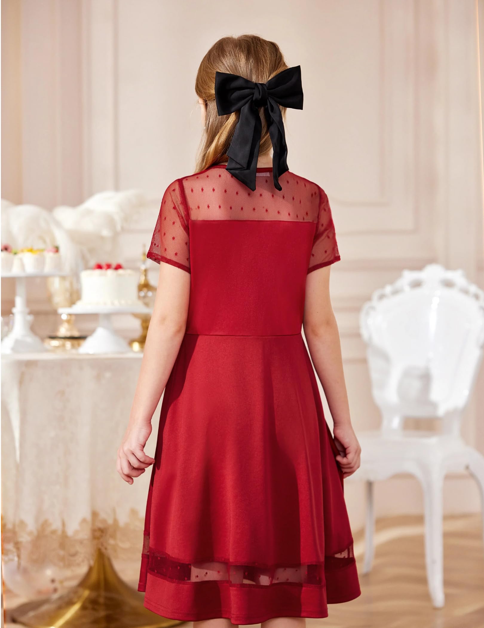 Snapklik.com : Arshiner Girls Contrast Mesh Holiday Dress Short Sleeve ...