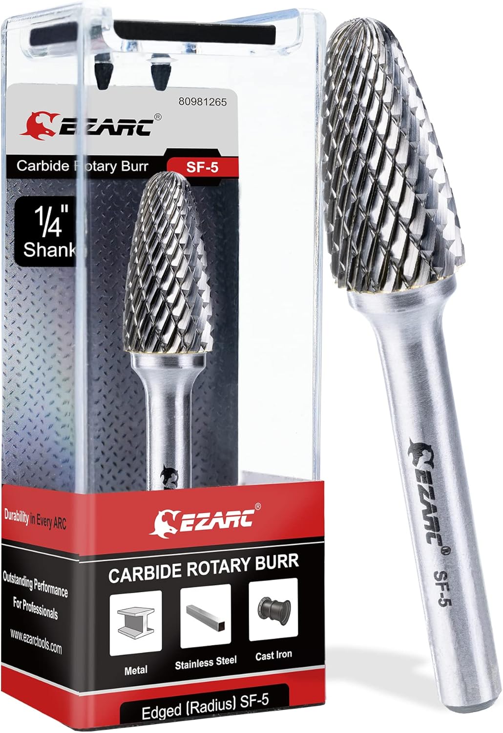 EZARC Tungsten Carbide Rotary Burr Bit, SF-5 Double Cut Carbide Burr 1/ ...