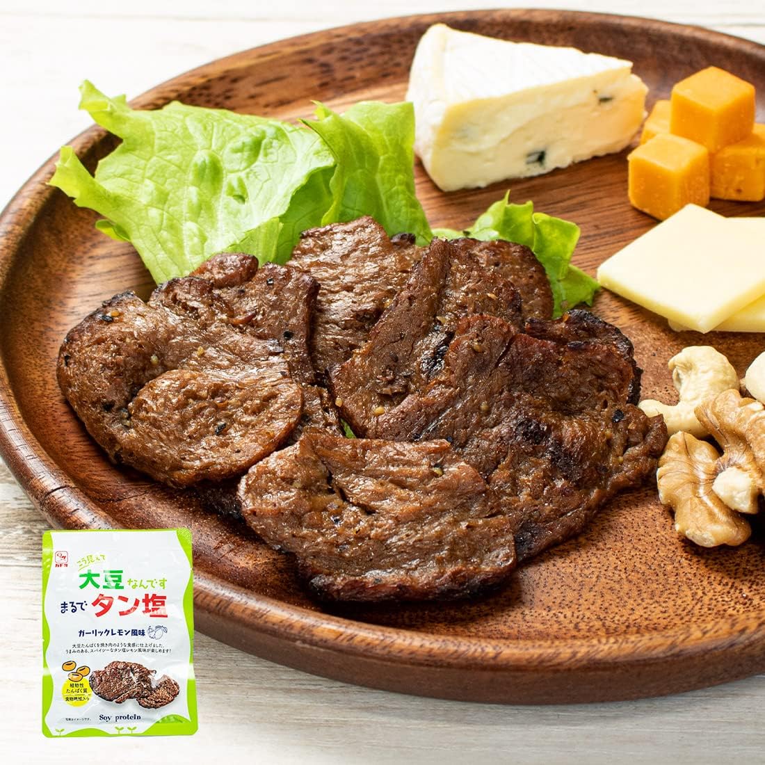 Amazon.co.jp: 大豆タンパク使用 タン塩風 ガーリックレモン風味 160g(40g×4袋) おつまみ おやつ スナック 大豆ミート [[まるでタン塩-4p] : 食品・飲料・お酒