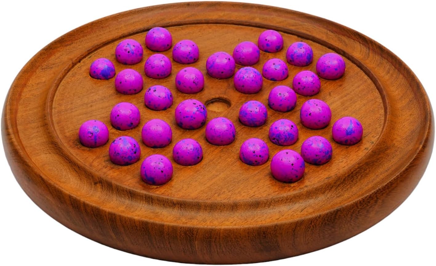 Buy TOOLART Wooden Solitaire Board Game in with Glass Marbles Brain ...