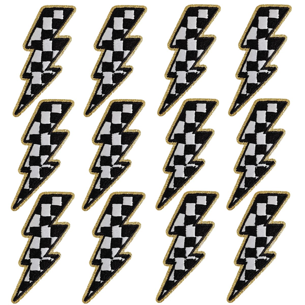 Amazon.com: TACVEL 12 PCS Checkered Lightning Patches Lightning Bolt ...