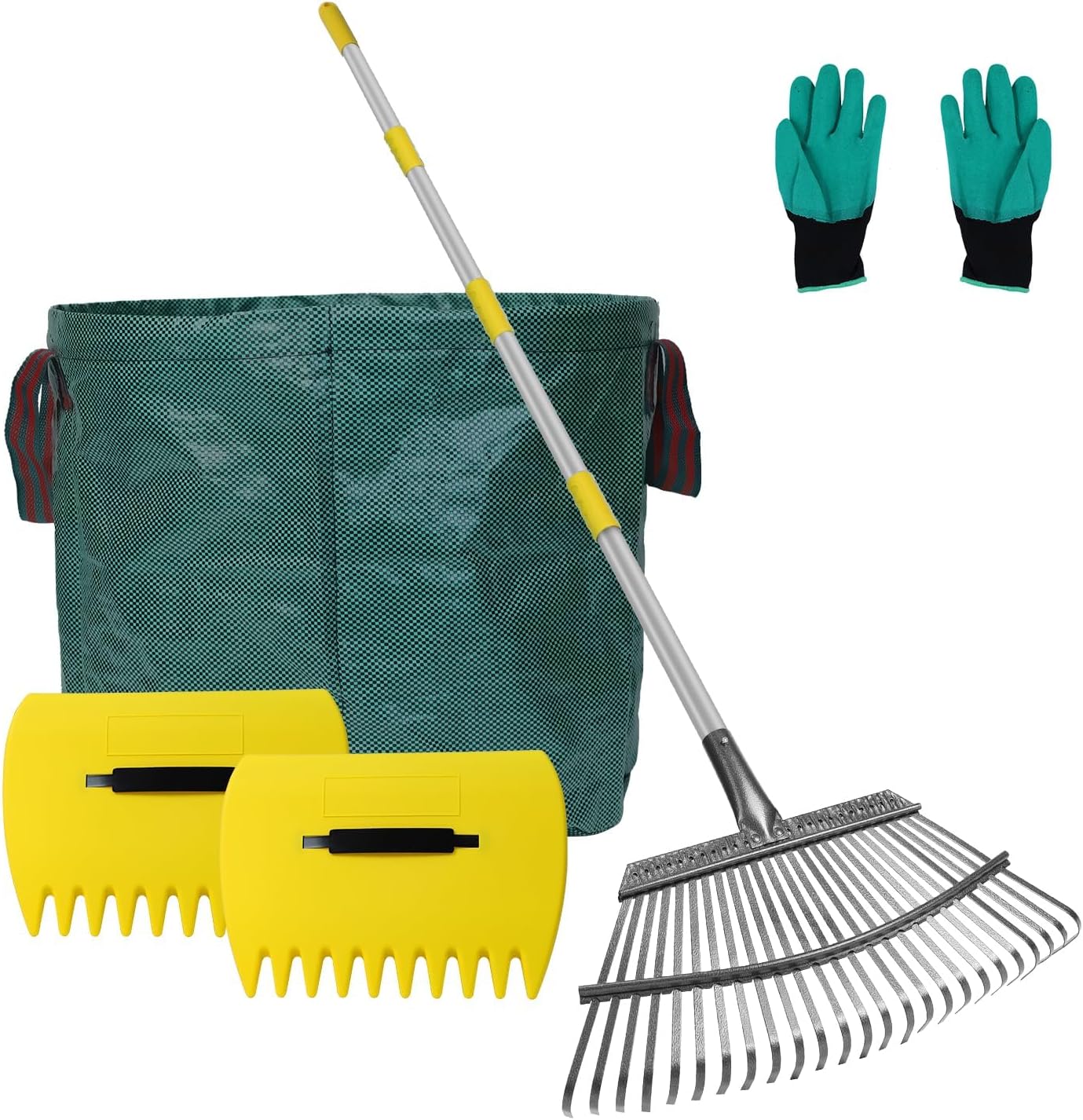 Stanew 5.4FT Heavy Duty Stainless Steel Garden Leaf Rake -Adjustable ...