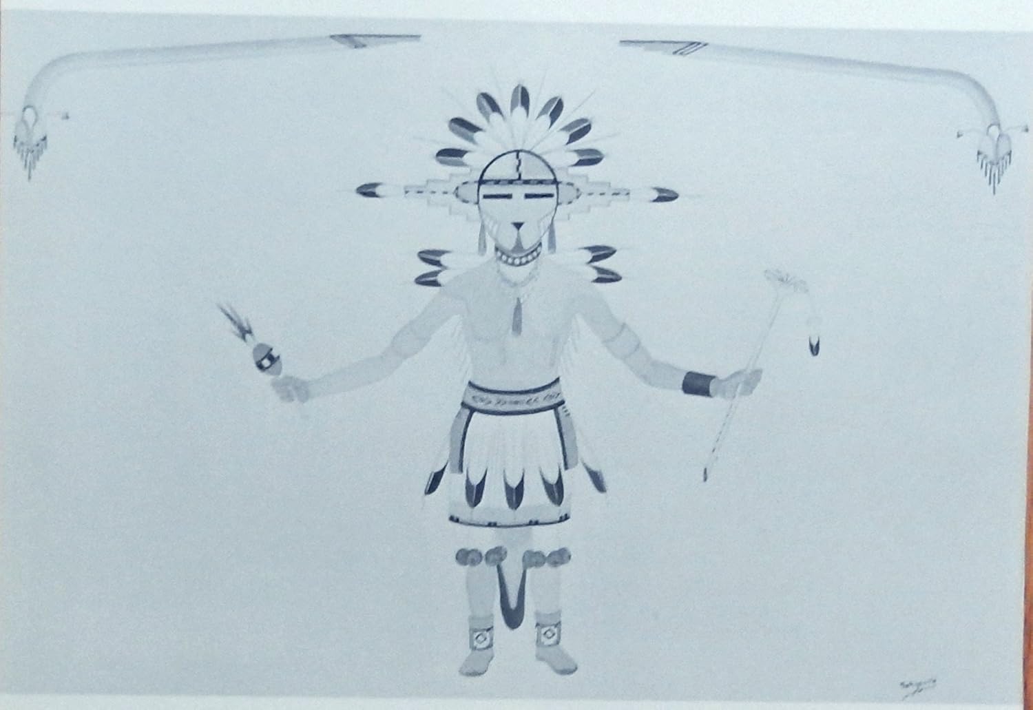 Amazon.com: Hopi. Flute Kachina, painting by Harry Sakyesva, print art ...