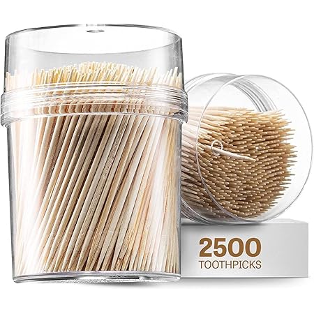 Amazon.com: MontoPack Bamboo Wooden Toothpicks |1000-Piece Large Wood ...