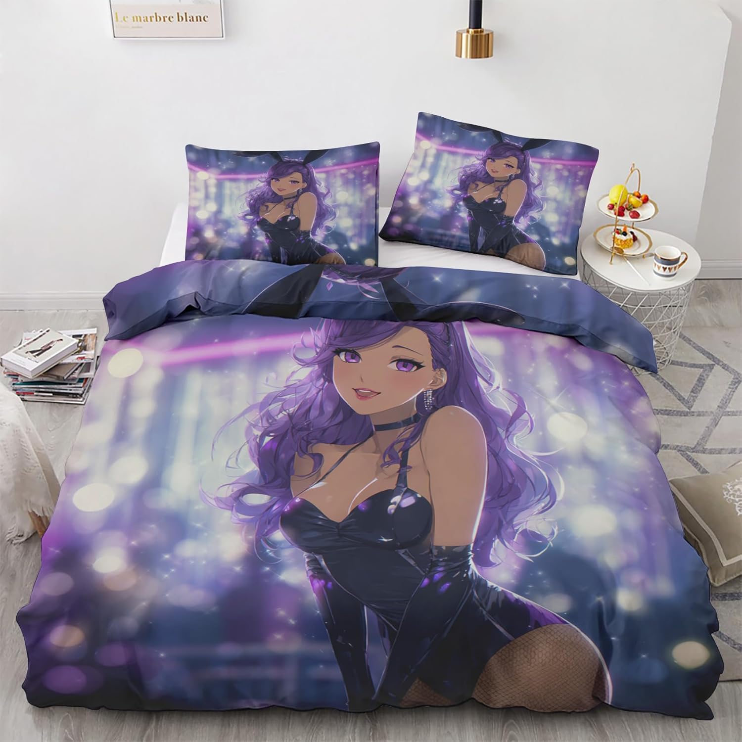 Amazon.com: Japanese Anime Duvet Cover Full Size 3D Anime Girl Bedding ...