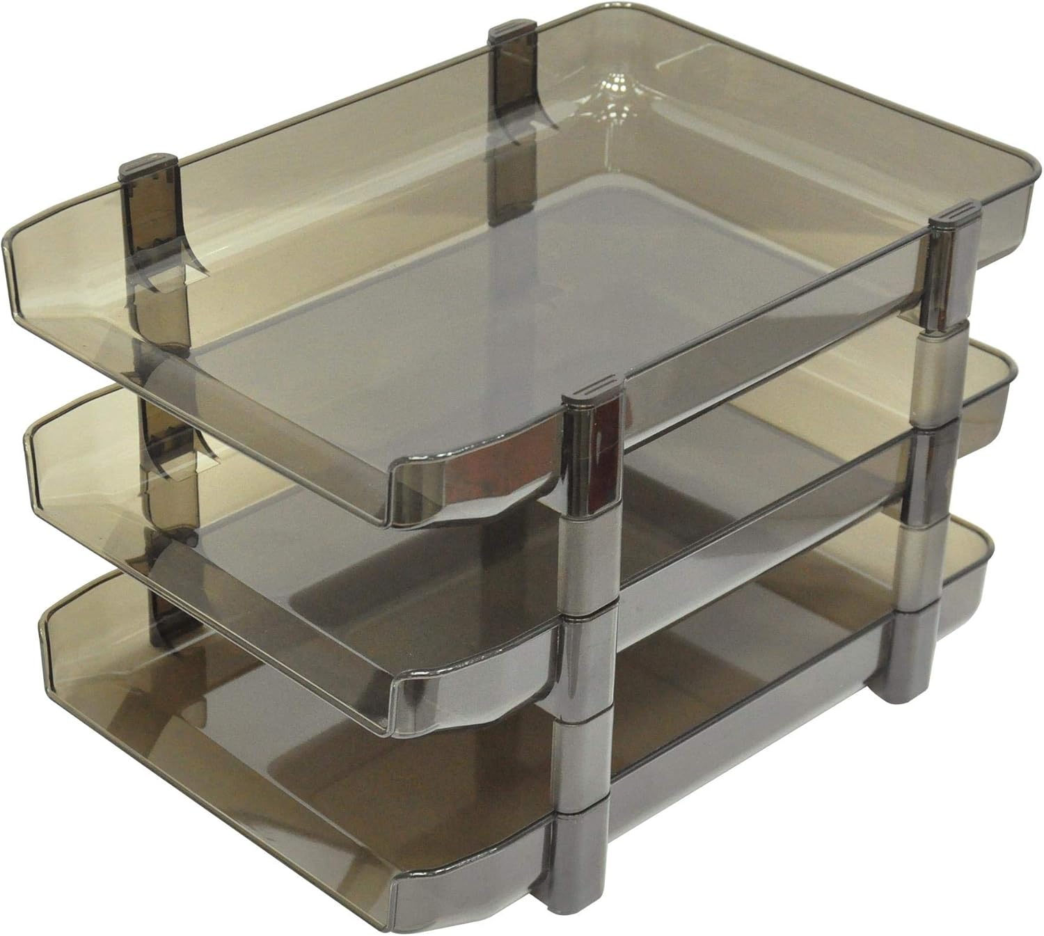 FIS Folding File Tray Set of 3 Trays, Smoky Color, Suitable for A4 ...