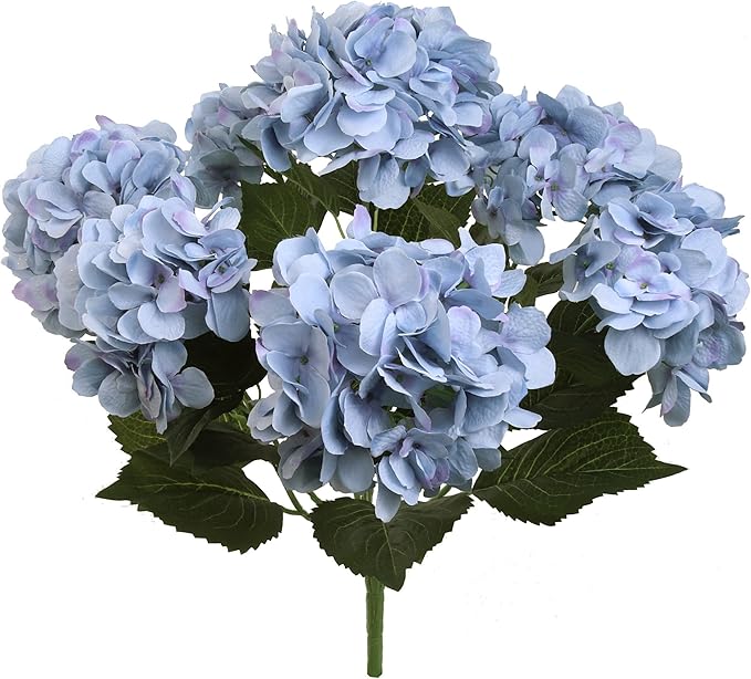 Amazon.com: Artificial Blue Hydrangea Bush - 20-Inch Lifelike Silk ...