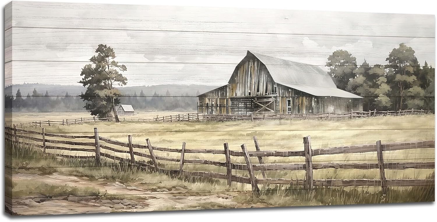 Amazon.com: Gyeong Farmhouse Barn Wall Art for Living Room Large Size ...