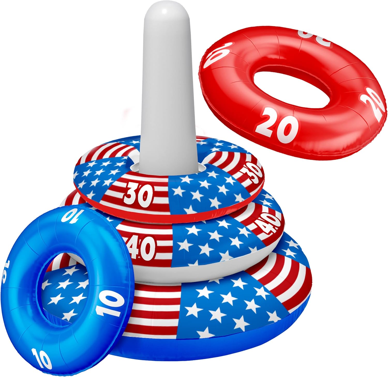Amazon.com: Swimming Pool Ring Toss Games - RWB Donut Toss Water Toys ...