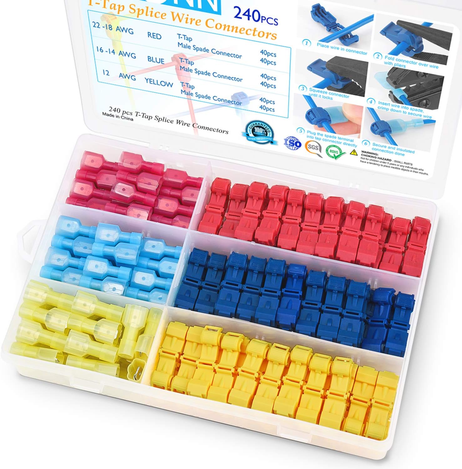 Amazon.com: 16-14 Ga. Heavy Duty Heat-Shrink 3-Way Terminals - (Pack of ...