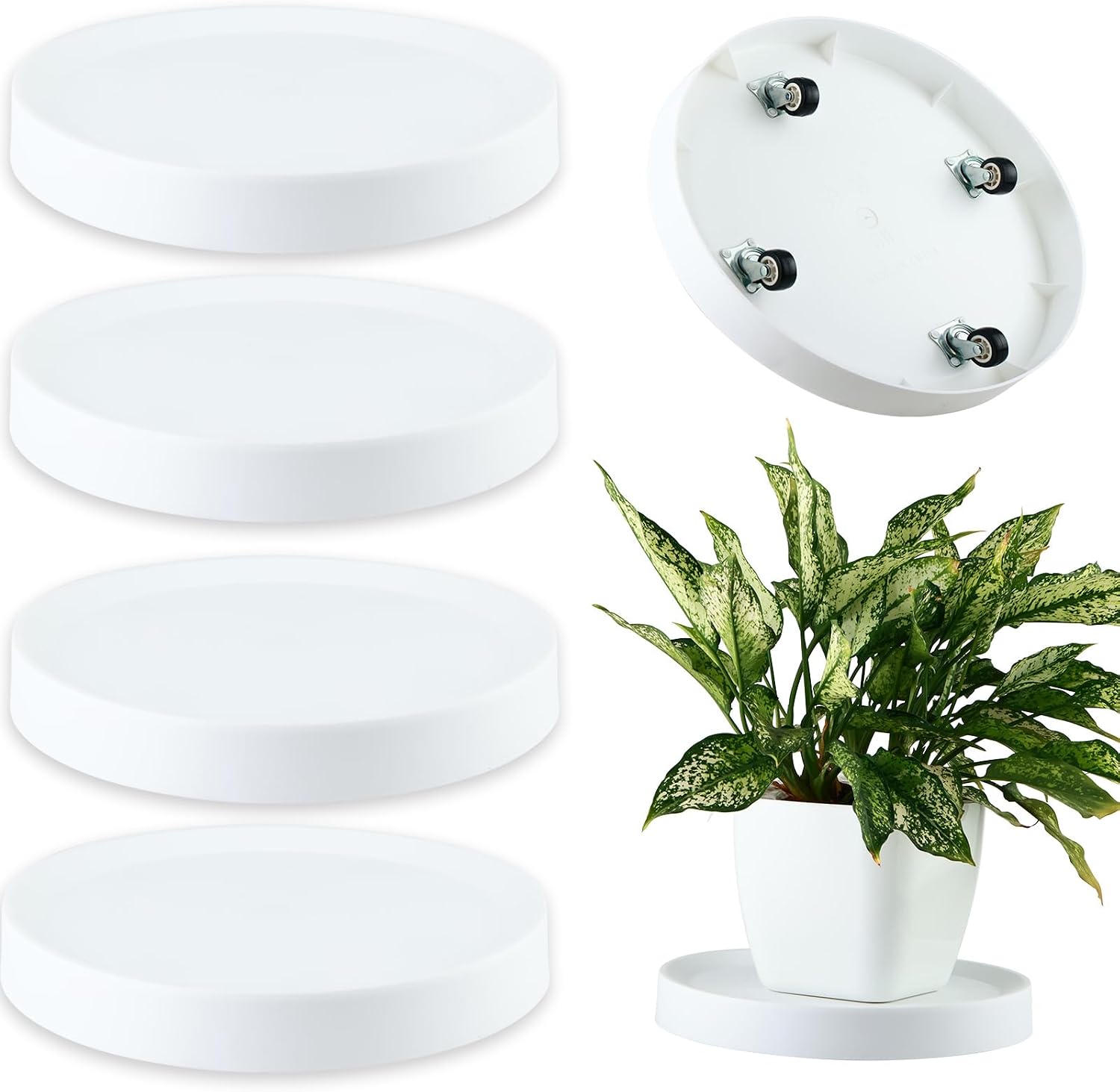 Amazon.com: 4 Packs Plant Caddy with Hidden Wheels 13.4 Inch Rolling ...
