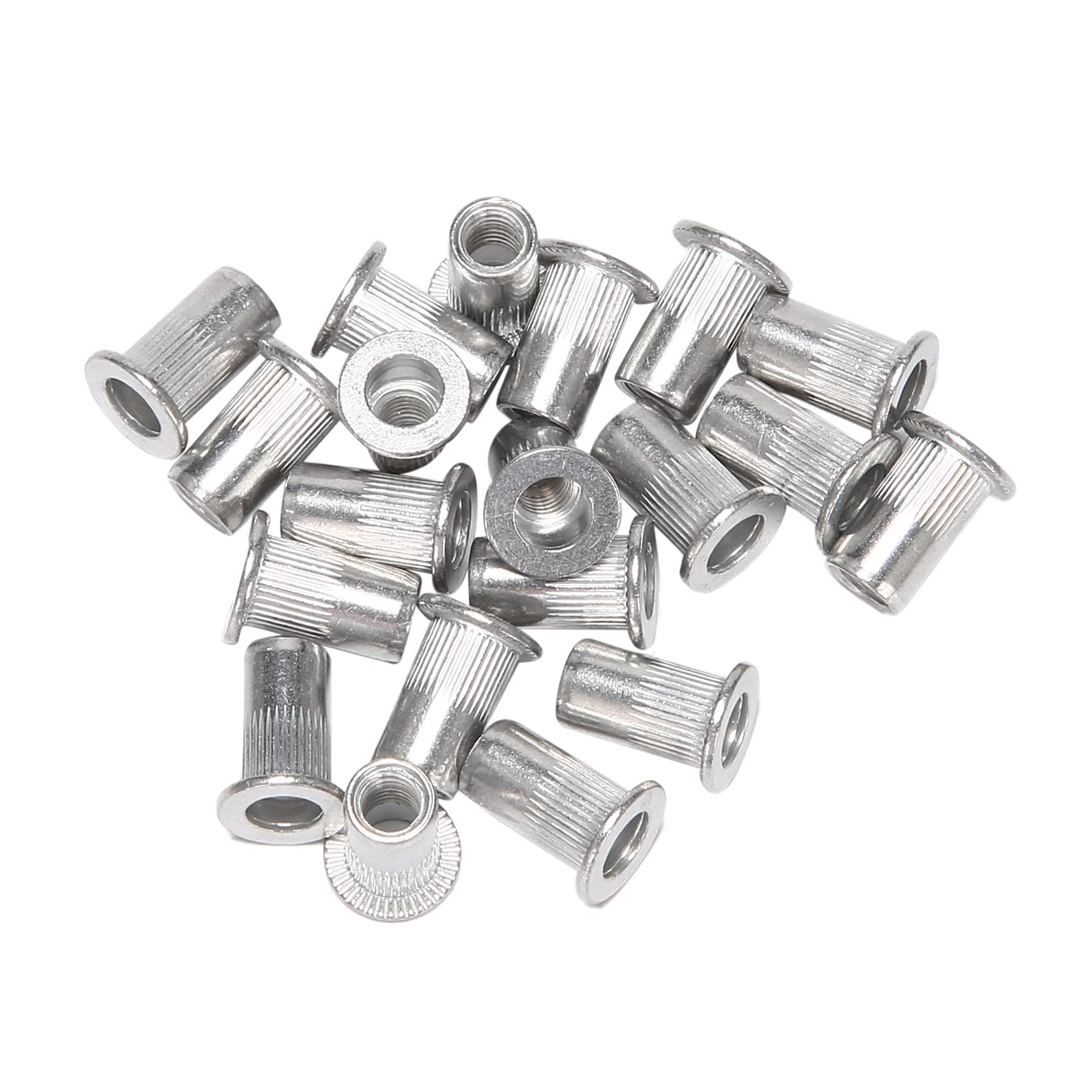 Snapklik.com : M5 Aluminum Flat Rivet Nut Insert Nuts Silver Tone 20pcs