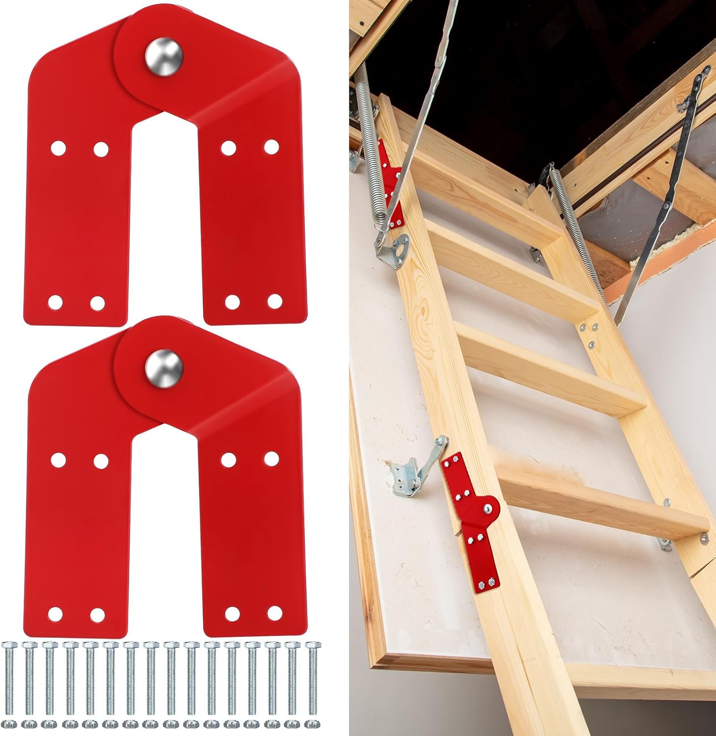 Tandefio 2 Pcs Attic Ladder Hinge Replacement Kit Herringbone Ladder ...