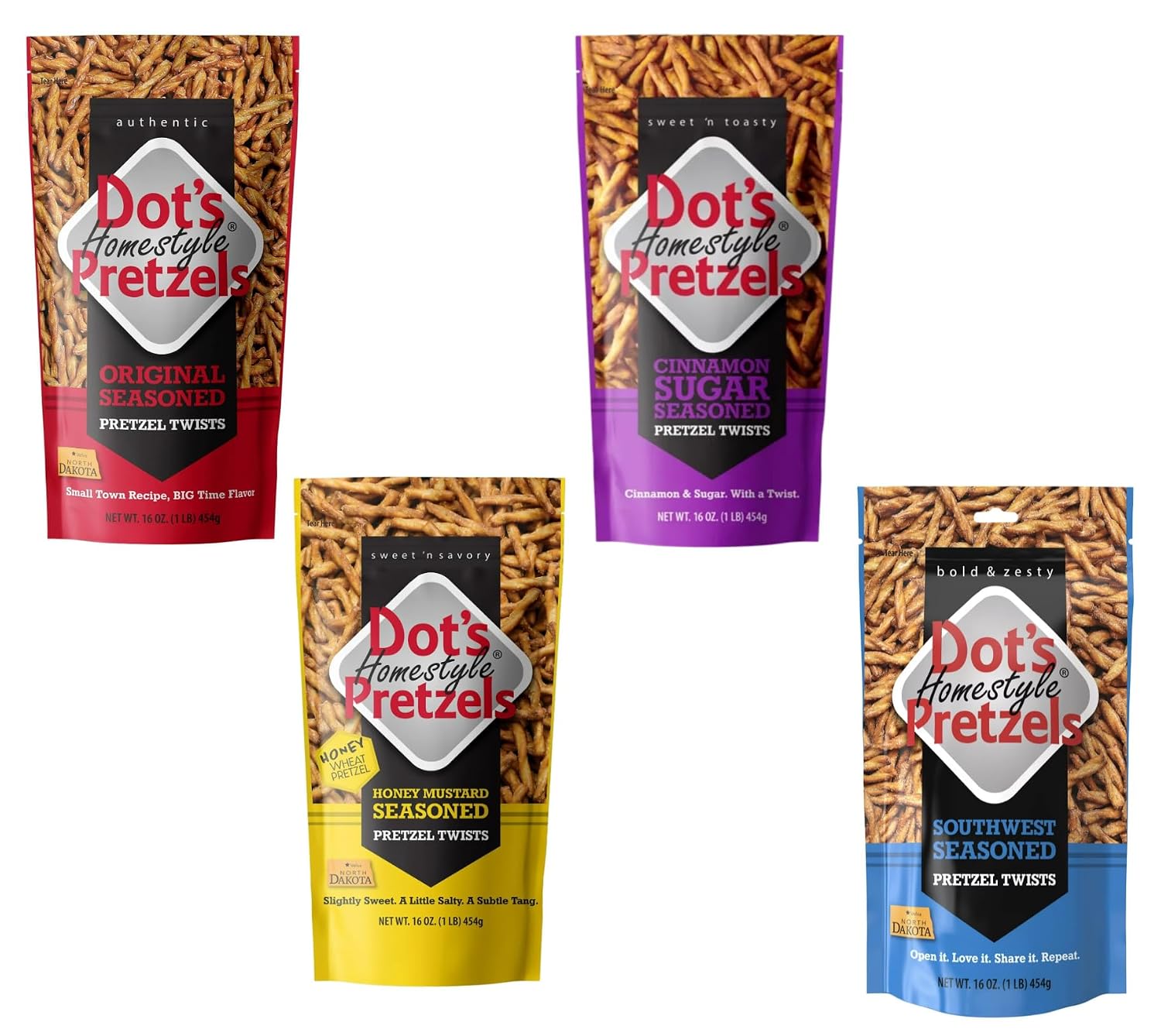 Amazon.com : Dot Pretzel Variety Pack - Pack of 4 - One of Each Flavor ...
