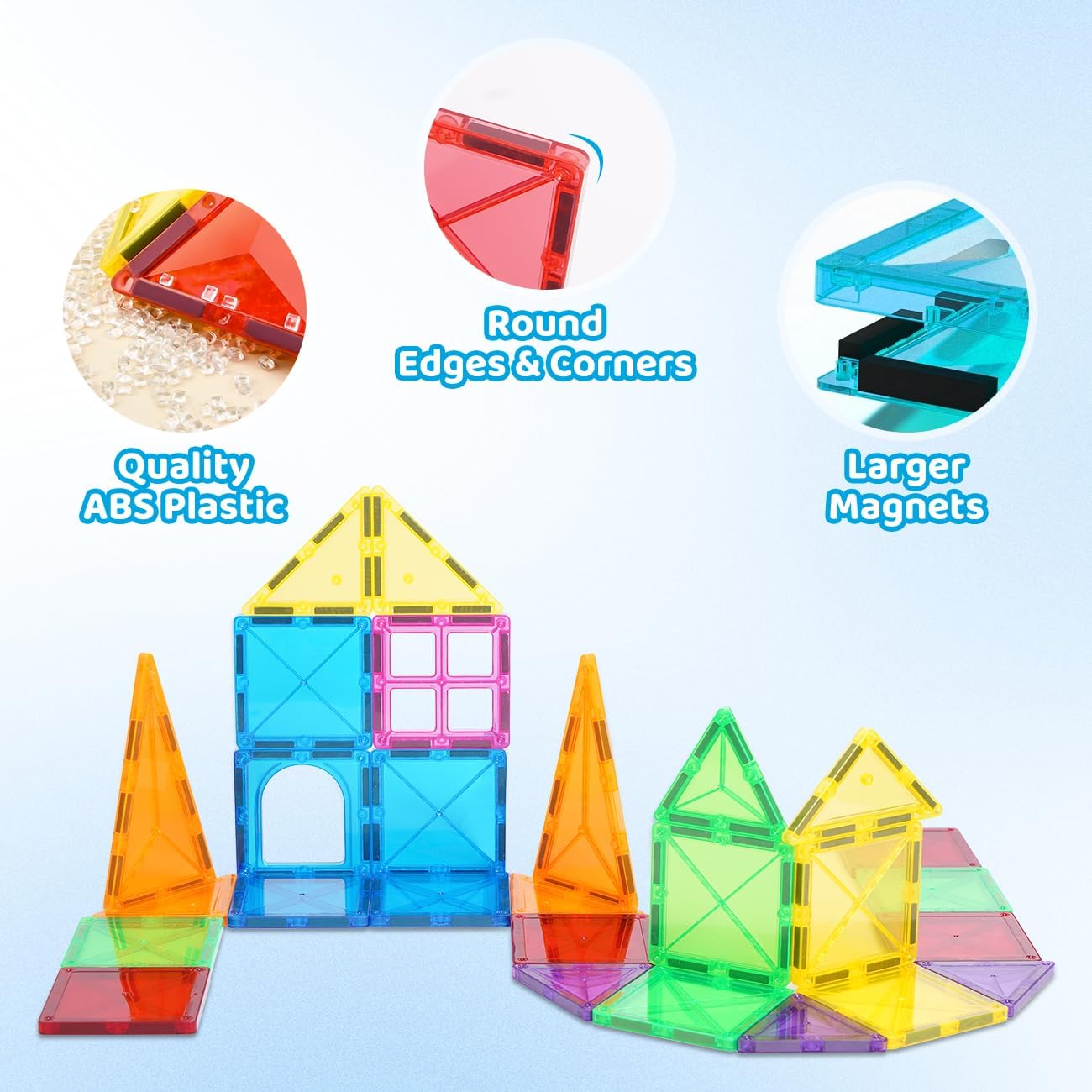 Crenova Magnetic Tiles Kids Toys, Blocks Building Sets, Construction ...