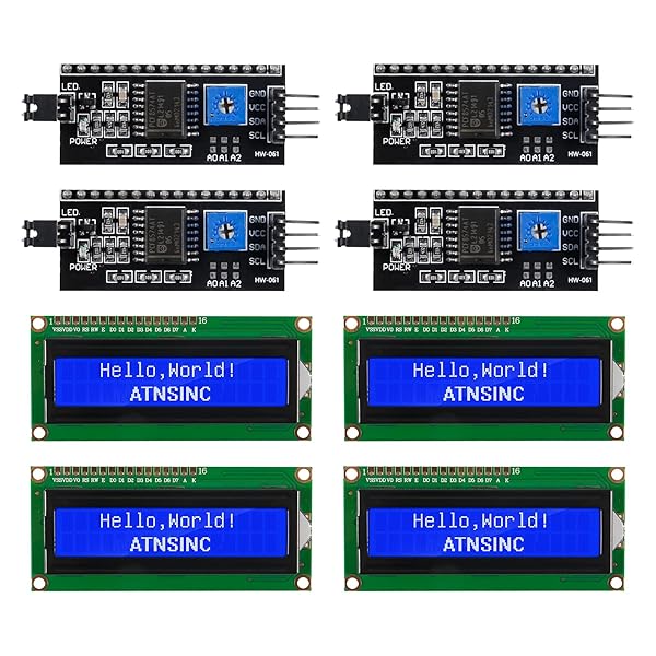 4-Pack 1602 LCD Display Module I2C Blue Screen Backlight 16x2 Character ...