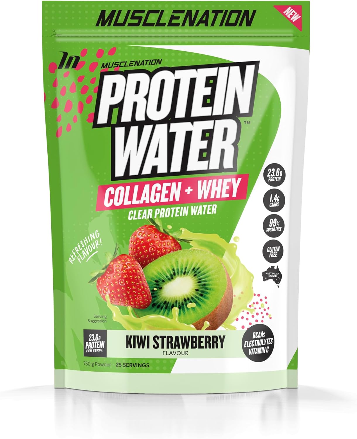 Muscle Nation Kiwi Strawberry Protein Water 750g (25 Serves) : Amazon ...