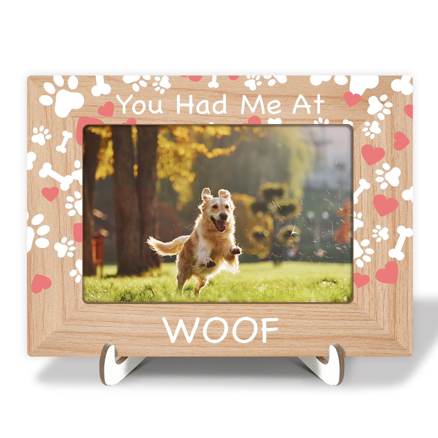 Amazon.com - Wooden Picture Frame with Stand, Pet Paw Print Tabletop ...